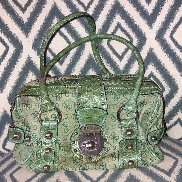 Guess | Bags | Vintage Guess Green Logo Satchel As Is | Poshmark